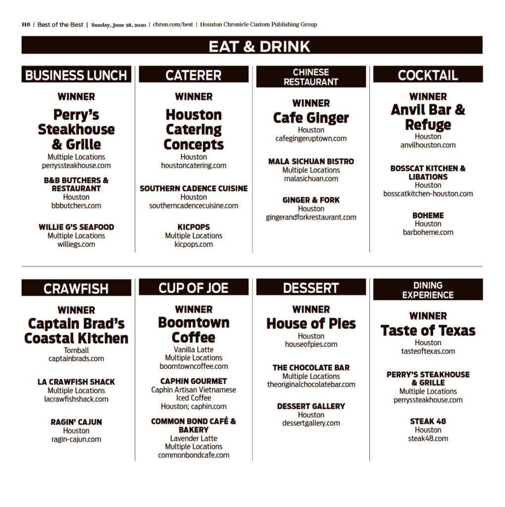 Perry's Best Lunch in Houston Chronicle